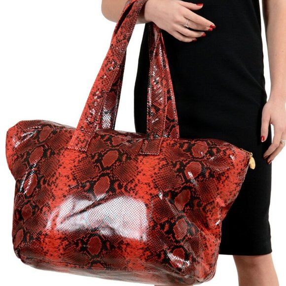Versace | Bags | Versace Unisex Red Leather Large Tote Shoulder Bag ...